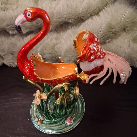 Jewelry | Flamingo Hinged Trinket Box Pink Crystals Gorgeous Lqqk Nwot ...